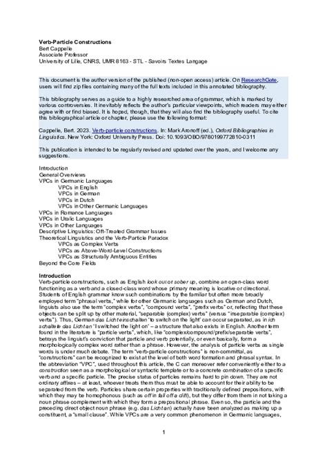 doc verb particle constructions