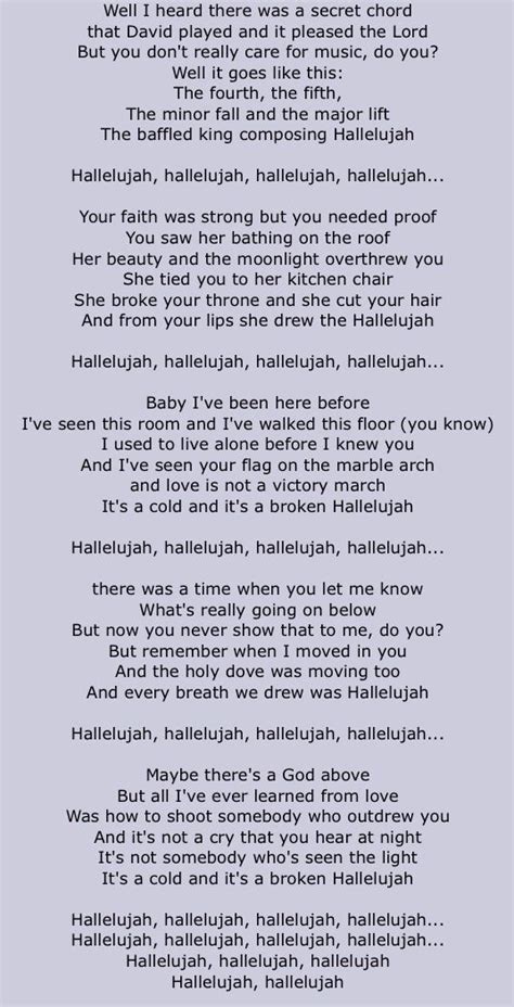 Hallelujah Lyrics Printable