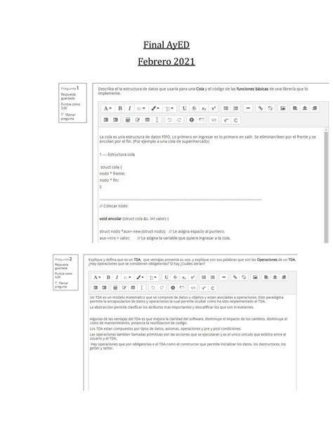 Final Ay ED Febrero Algoritmos Y Estructuras De Datos Studocu