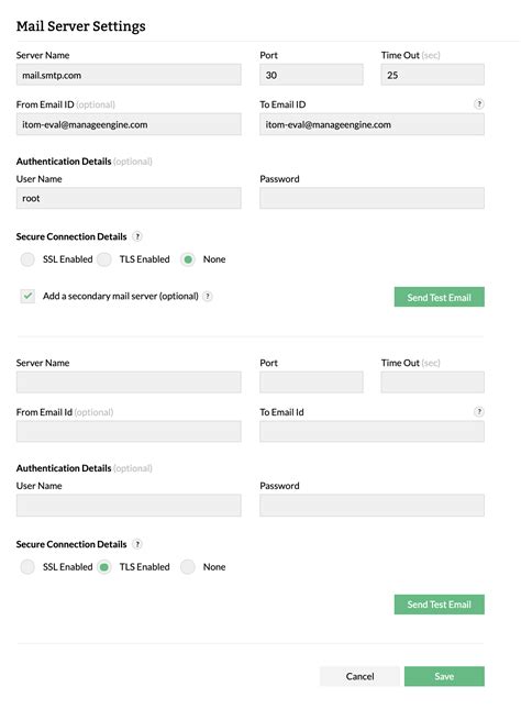 Mail Server Settings
