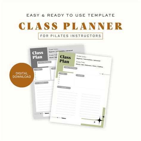 Pilates Class Plan Pdf Printable Template For Instructors Digital Download For Class Planning Etsy