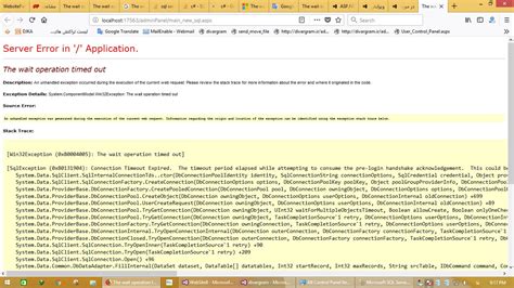 Connecting To Databases The Wait Operation Timed Out Stack Overflow