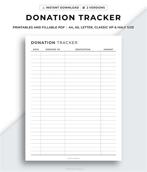 Donation Tracker Printable Donation Log Tithe Tracker Giving Log