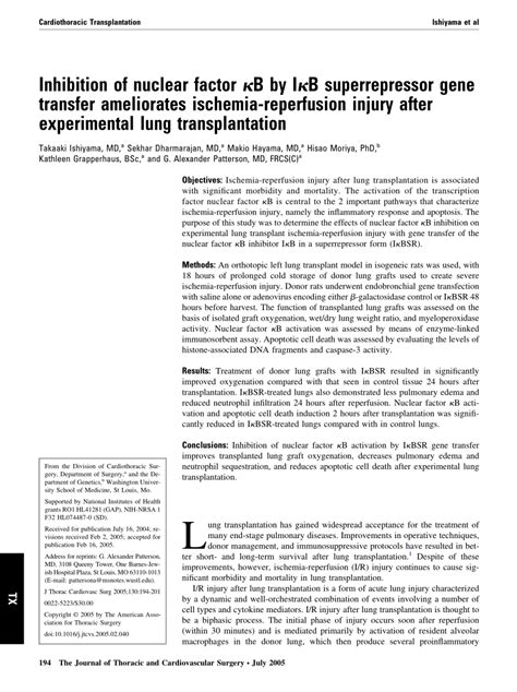 Pdf Inhibition Of Nuclear Factor Kappa B By I Kappa B Superrepressor