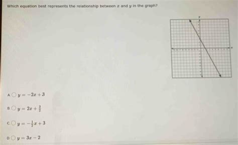 solved which equation best represents the relationship between z and y