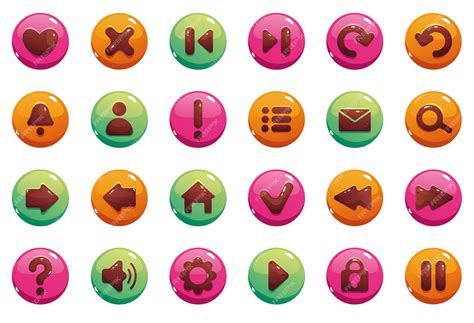 Premium Vector Candy Sweet Glossy Game Ui Button Design Element