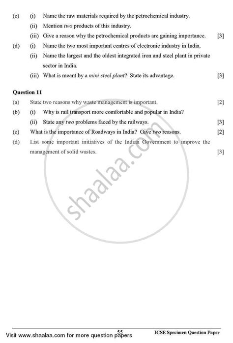 Geography English Medium ICSE Class Specimen Question Paper With PDF Download