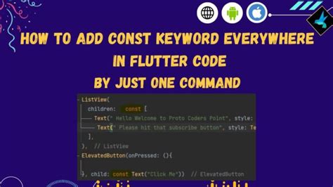 How To Add Const Keyword Everywhere In Flutter Code