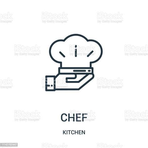주방 컬렉션에서 요리사 아이콘 벡터입니다 얇은 라인 요리사 개요 아이콘 벡터 일러스트 레이 션입니다 웹 및 모바일 앱 로고 인쇄 미디어에 사용할 선형 기호입니다 디자인에