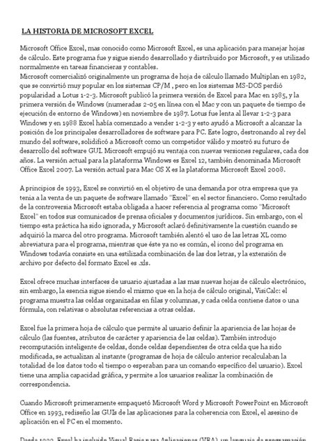 La Historia De Microsoft Excel Microsoft Excel Microsoft
