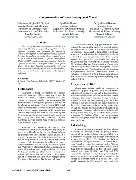 Comprehensive Software Development Model Ieee Conference Publication