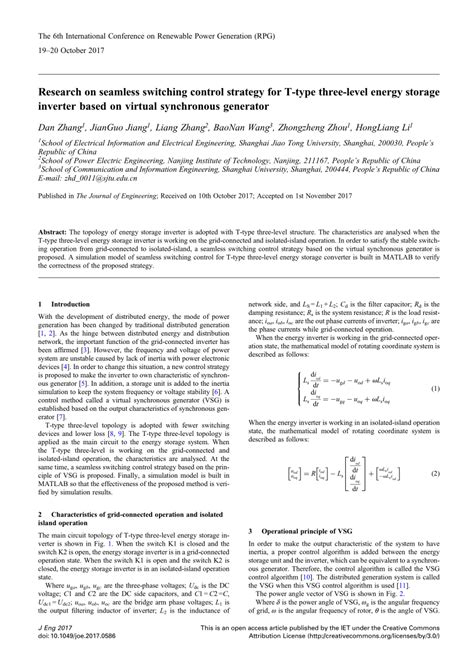 Pdf Research On Seamless Switching Control Strategy For T Type Three Level Energy Storage