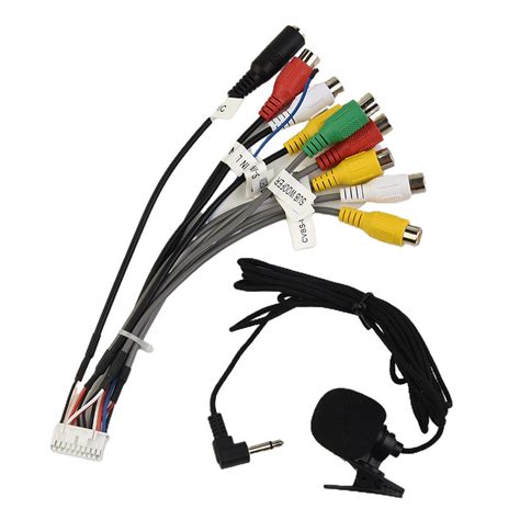 20 Pin Car Auto Stereo Radio Rca Output Wire Aux In Adapter Cable Mic