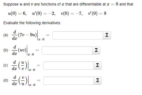 Solved Suppose U And V Are Functions Of X That Are Chegg