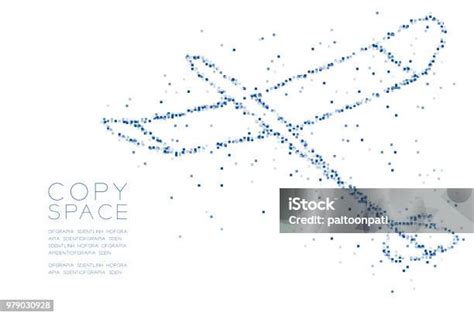 개요 기 광장 상자 픽셀 패턴 글라이더 비행기 모양 비즈니스 여행 컨셉 디자인 파란색 그림 복사 공간 벡터 Eps 10 흰색