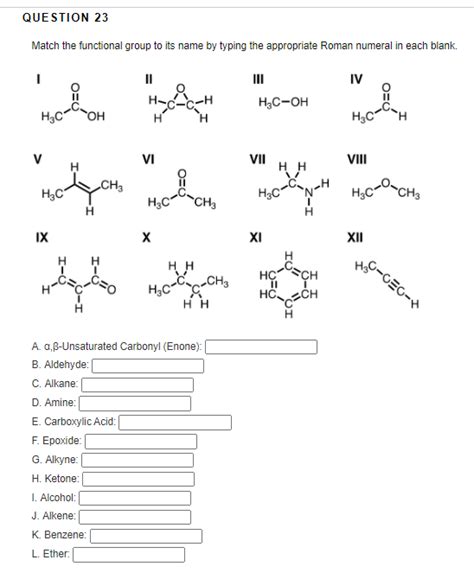 Solved QUESTION Match The Functional Group To Its Name By Chegg
