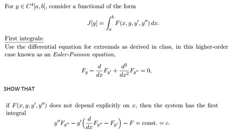 Solved For Y Elementof C A B Consider A Functional Of Chegg Com