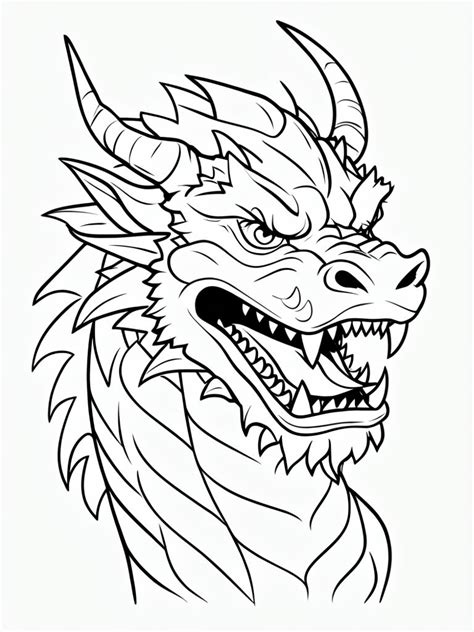 Majestic Dragon Head Line Art For Coloring Book Pages Playground