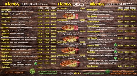 Menu At Herbs Pizza Pizzeria Devonport