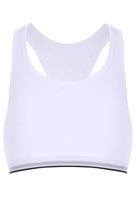 Older Girls White Stripe Cotton Crop Top Peacocks