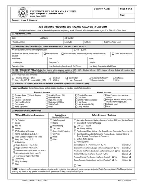 Job Briefing Form