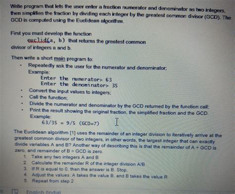 Solved Write Program That Lets The User Enter A Fraction