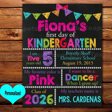 Personalized First Day Of Kindergarten Signfirst Day Of School Sign