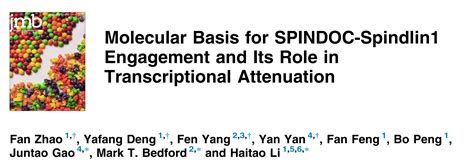 医学院李海涛课题组合作揭示spindoc 衰减spindlin1转录共激活作用的分子机制 清华大学蛋白质研究技术中心