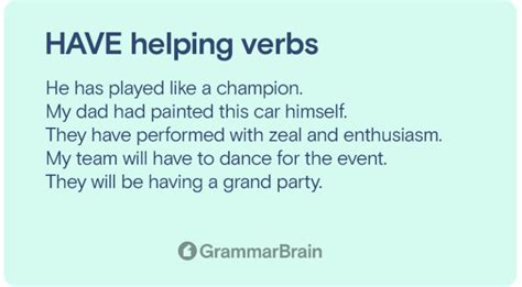 Understanding Helping Verbs Definition Examples Word List GrammarBrain