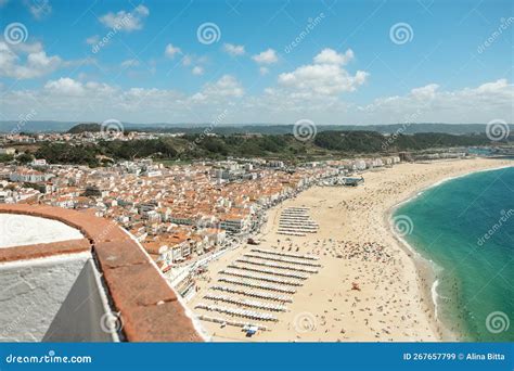 Nazare Portugal August 16 2022 Aerial View Of The Praia De Nazare