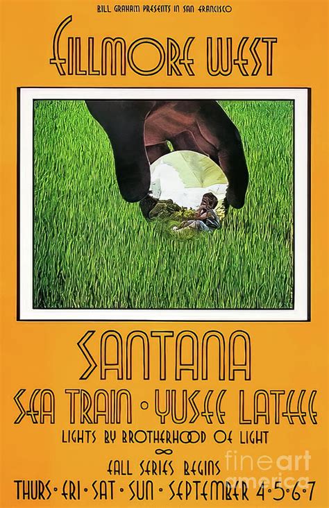 Santana Rock Concert Poster San Francisco 1969 Drawing By M G