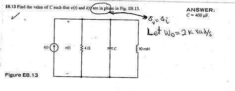 Solved Find The Value Of C Such That V T And I T Are In Chegg Com