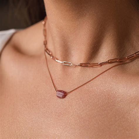 Pink Tourmaline Necklace By Ettno Raw Pink Tourmaline Necklace