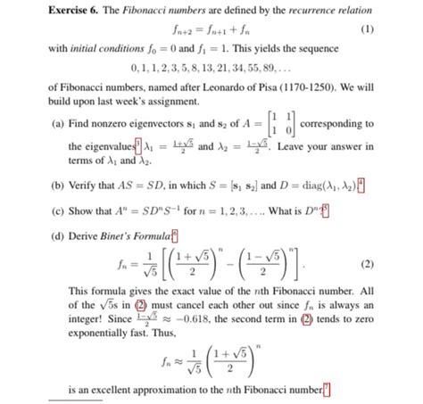 solved exercise 6 the fibonacci numbers are defined by the