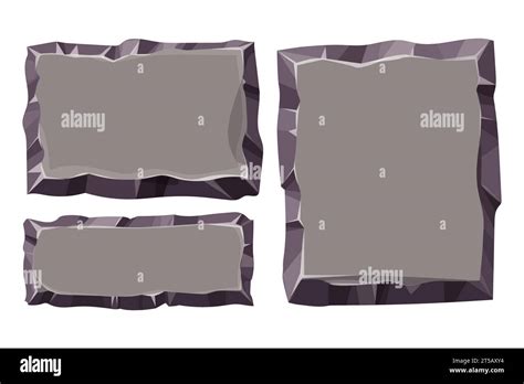 Set Stone Game Menu Panels Textured Ui Frames Interface Template In Comic Cartoon Style