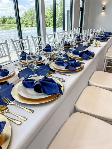 Navy Blue And Gold Table Setting At Jamie Ellison Blog
