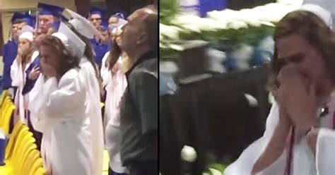 Her Classmates Are Confused Watching The Grad Cry During The Pledge