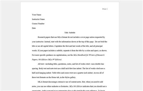 MLA 9th Edition Template And Guide Instant Download Etsy