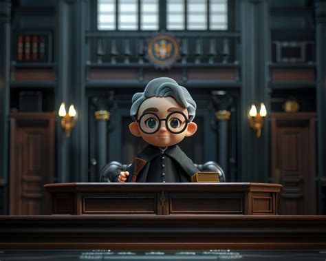 Charismatic Animator In A Heavily Detailed Courtroom Setting Bringing