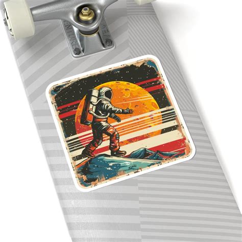 Retro Astronaut Kiss Cut Stickers Space Theme Decor Laptop Stickers