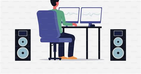 현대 전자 오디오 장비의 녹음 스튜디오에서 일하는 사운드 엔지니어 흰색 배경에 분리된 평면 벡터 그림 사운드 및 음악 제작 사진 Unsplash의 믹싱 이미지