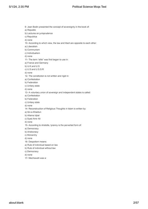 SOLUTION CSS UPSC Political Science Mcqs Test Studypool