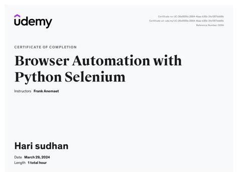 completed a web automation course with python harisudhan s posted on
