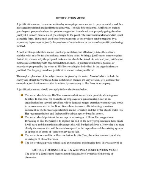 Sample Justification Memo At Kathy Morelli Blog
