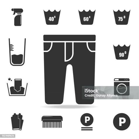 바지 아이콘입니다 세탁 아이콘의 자세한 세트 프리미엄 품질의 그래픽 디자인 웹사이트 웹 디자인 모바일 앱에 대 한 컬렉션 아이콘 중 하나 T 셔츠에 대한 스톡 벡터 아트 및