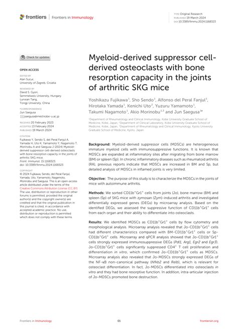 Pdf Myeloid Derived Suppressor Cell Derived Osteoclasts With Bone Resorption Capacity In The