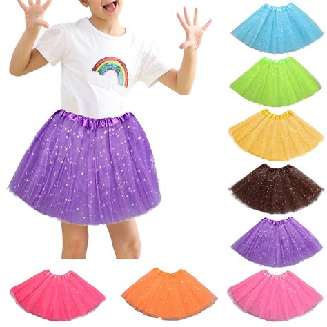 Akafmk Girls Tulles Skirt Solid Color Sequin Princess Tutus Skirt