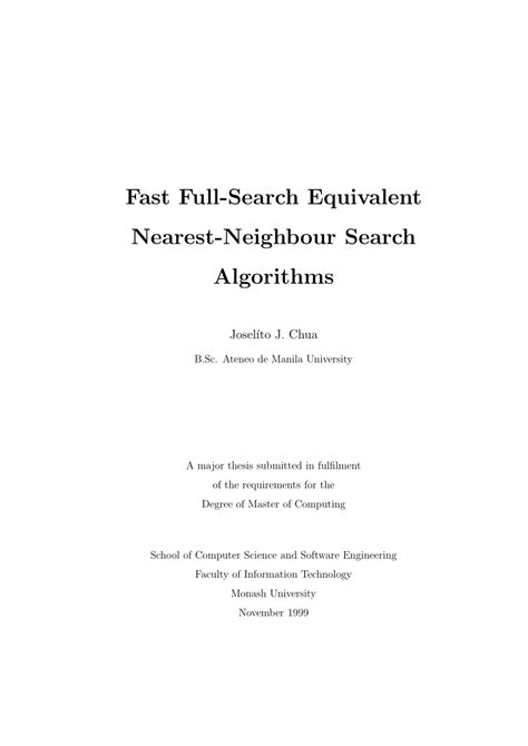 Pdf Fast Full Search Equivalent Nearest Neighbour Search Algorithms