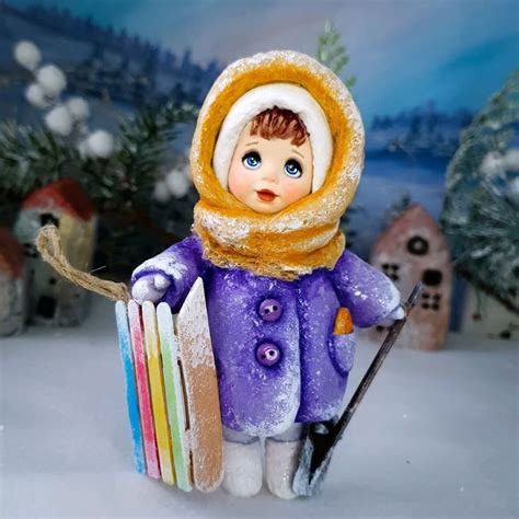 Ватная елочная игрушка Зимние забавы в интернет магазине на Ярмарке Мастеров Елочные игрушки