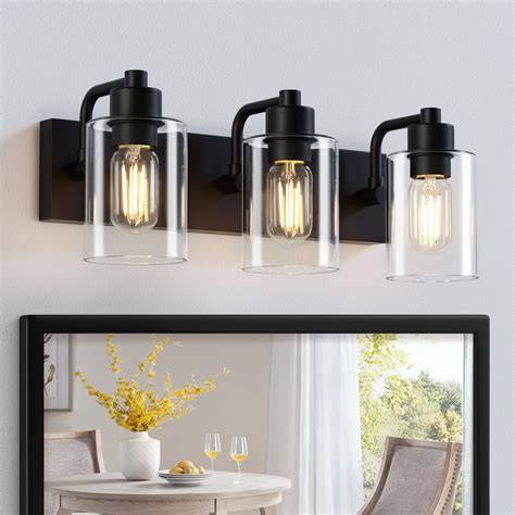 Dpyrrhic Bathroom Light Fixtures Matte Black 3 Light Bathroom Lights
